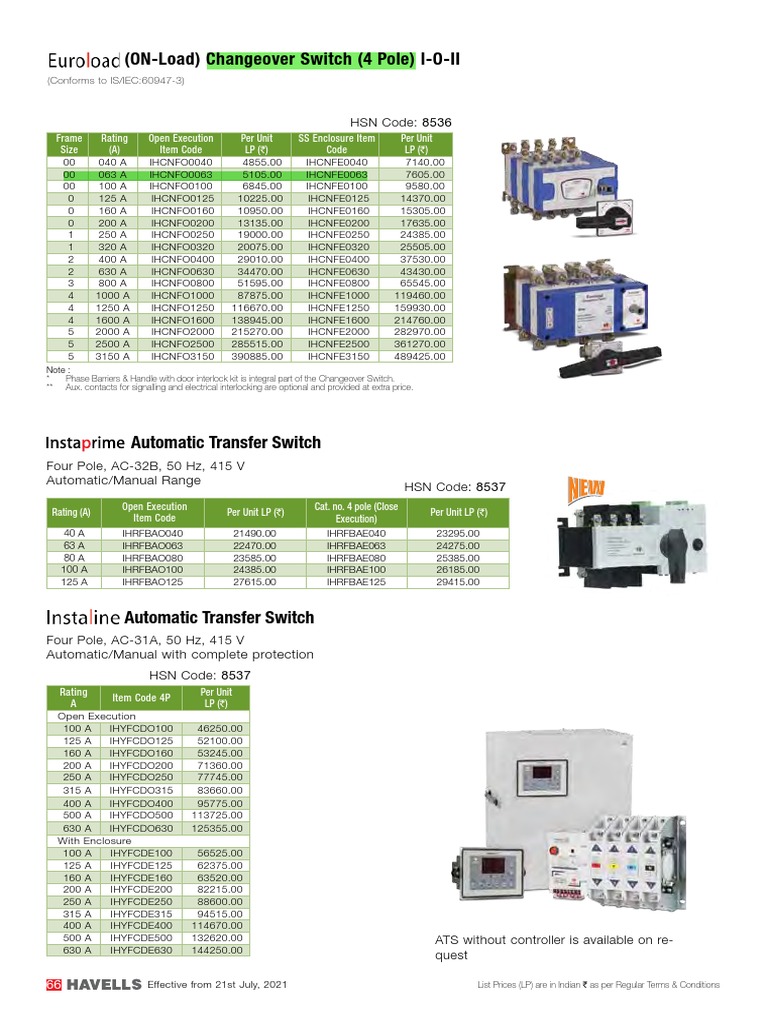 Changeover Switch | PDF | Switch | Electrical Engineering