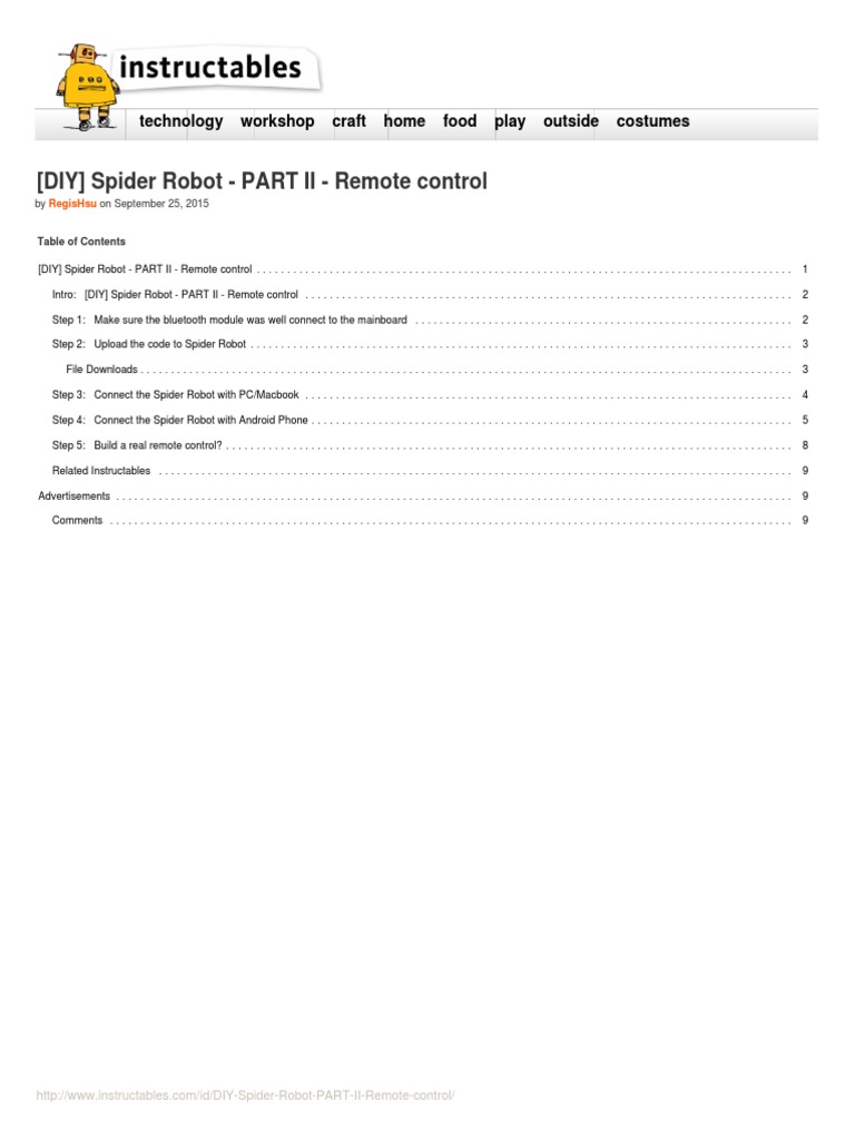 DIY Spider Robot PART II Remote Control | PDF | Android (Operating System) | Bluetooth