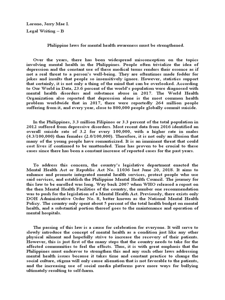 Midterm Paper - Mental Health | PDF | Mental Disorder | Social Stigma