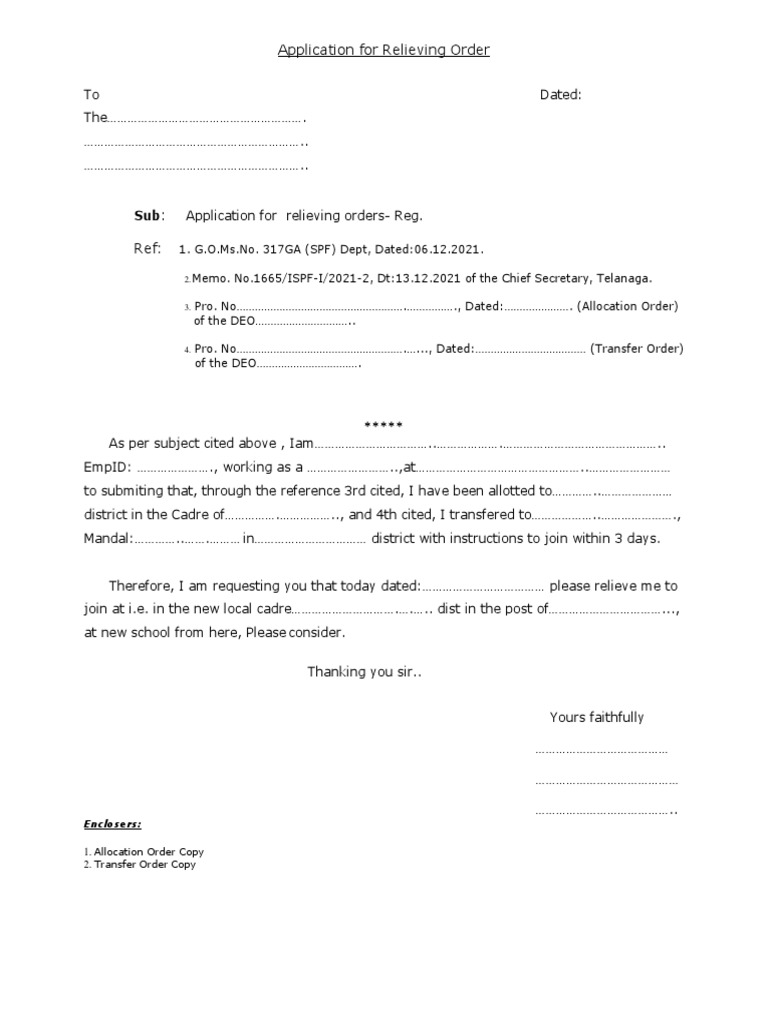 Teachers Relieving & Joining | PDF