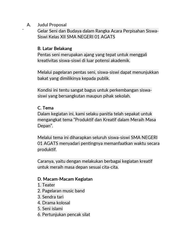 Pentas Seni SMA Negeri 01 Agats | PDF
