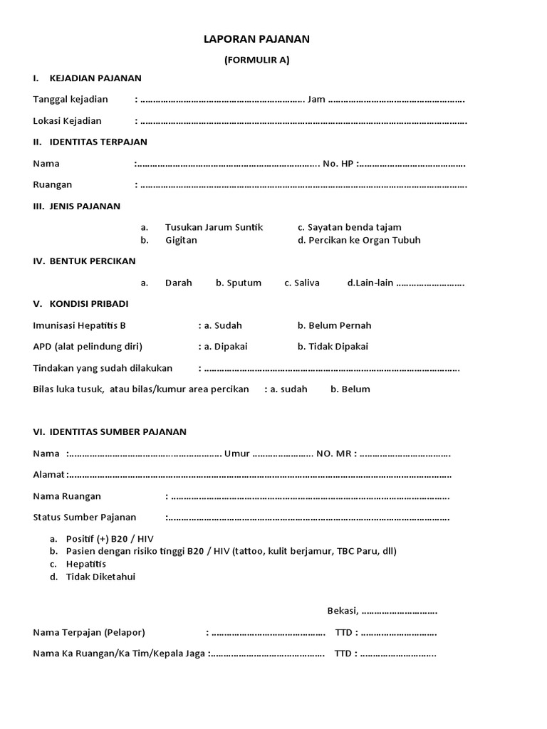 Formulir Pajanan | PDF