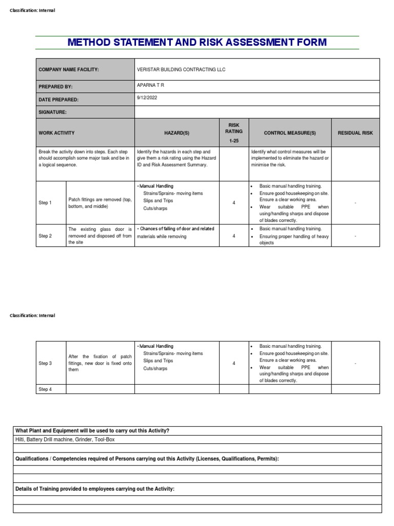 MSRA Door Replacement | PDF | Risk | Personal Protective Equipment