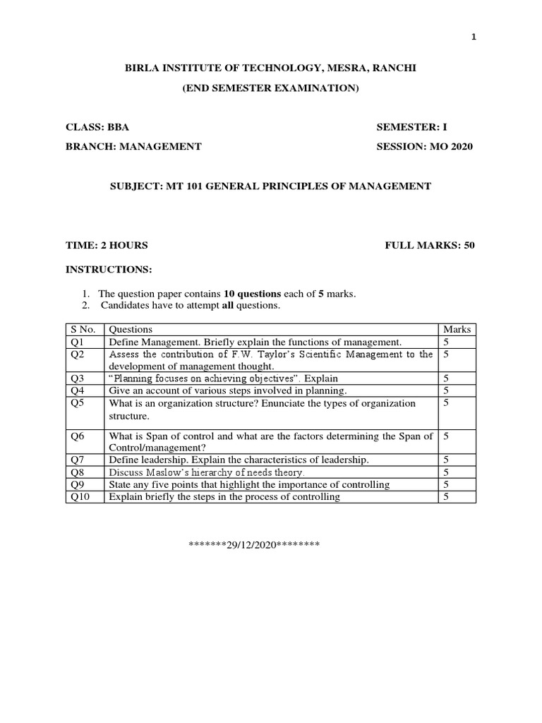 QPEnd SemBBA MT 101 | PDF