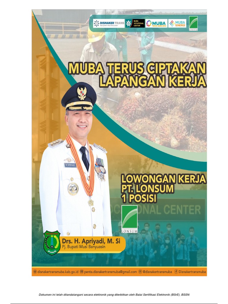 Lowongan Kerja PT Lonsum Musi Banyuasin | PDF