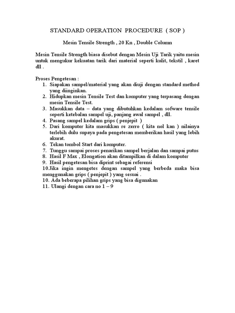 Standard Operation Procedure | PDF