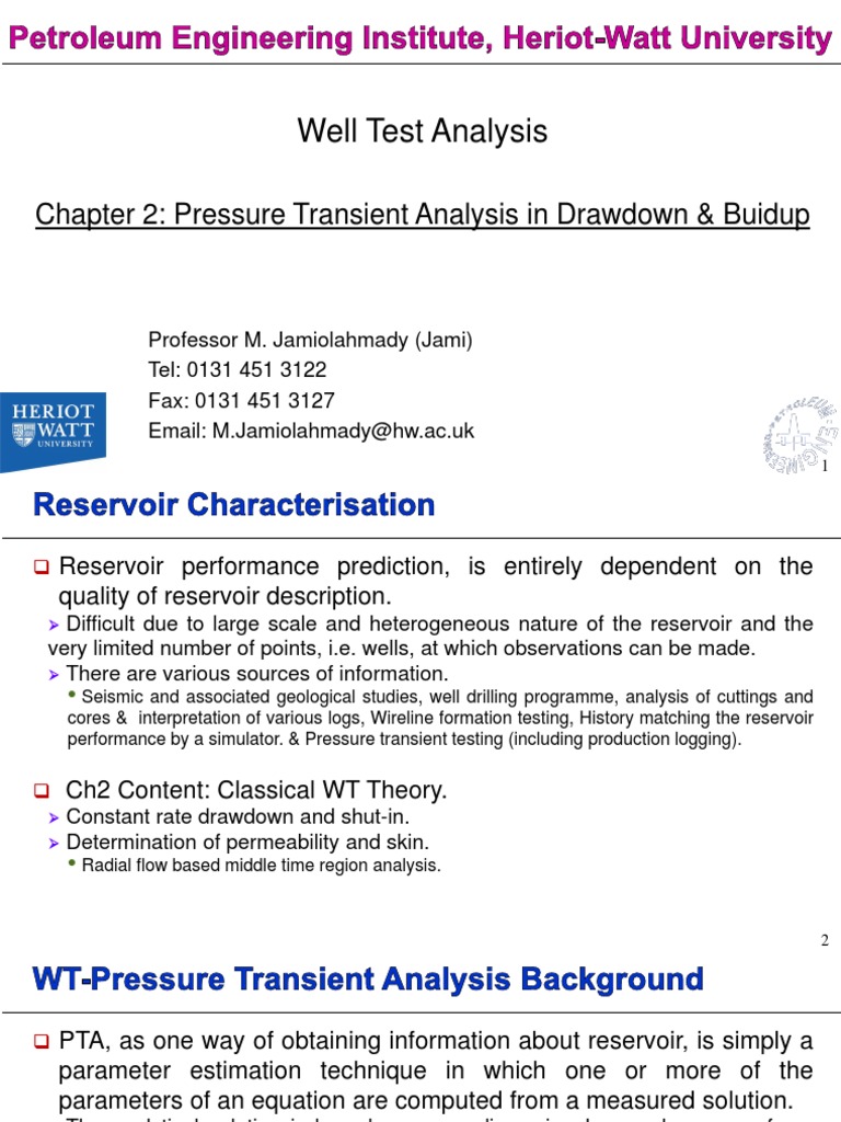 Chapter 2 Pressure Transient Analysis in Drawdown & Buidup | PDF ...