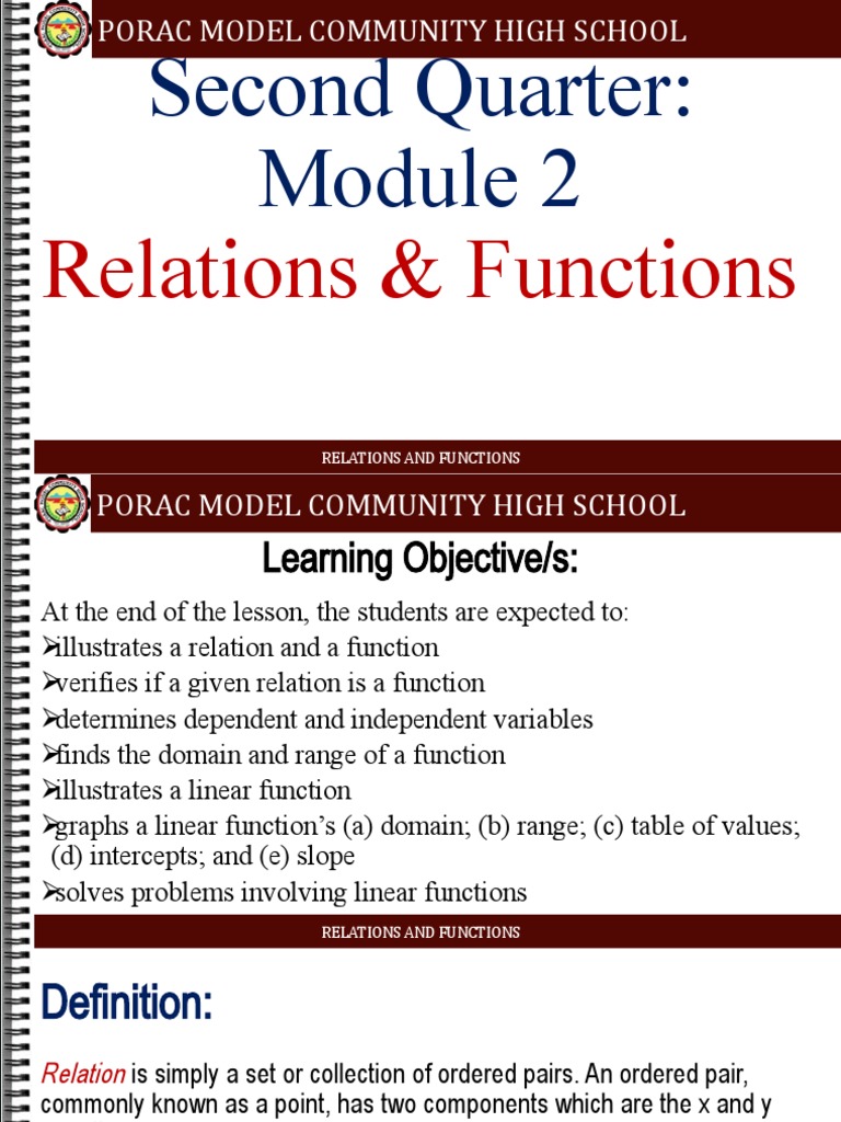 Relations and Functions Guide | PDF | Function (Mathematics) | Variable (Mathematics)