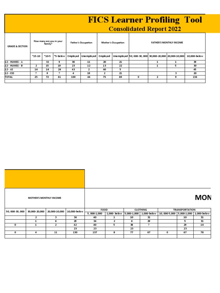 FICS Learner Profiling Report 2022 | PDF | Schools | Teachers