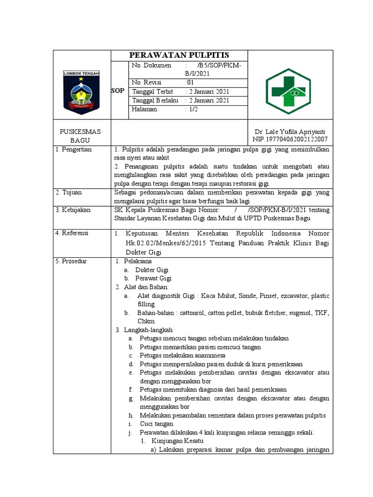 239 SOP Pulpitis | PDF