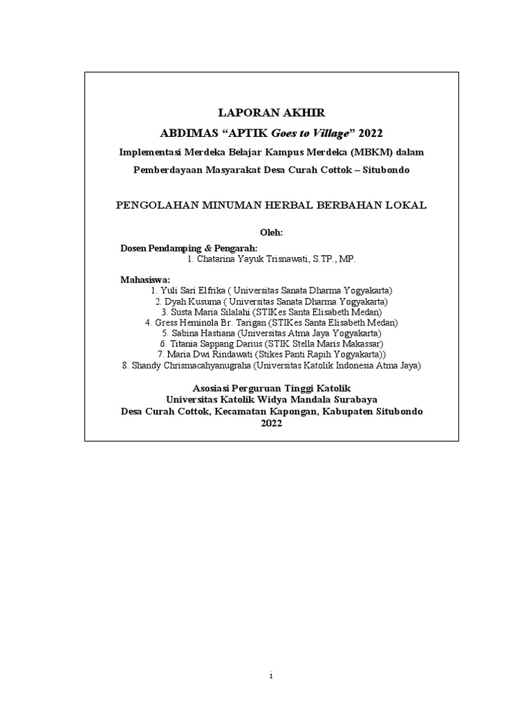 Template - Laporan Akhir - Abdimas APTIK 2022 | PDF