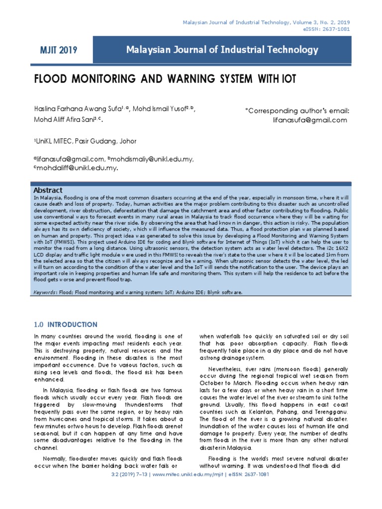 Flood Monitoring and Warning System With Iot | PDF | Flood | Internet ...