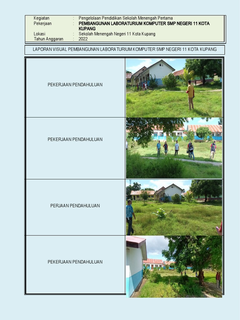 Laporan Progres (0 - 100%) Dokumentasi Pembangunan Lab. Komputer. | PDF
