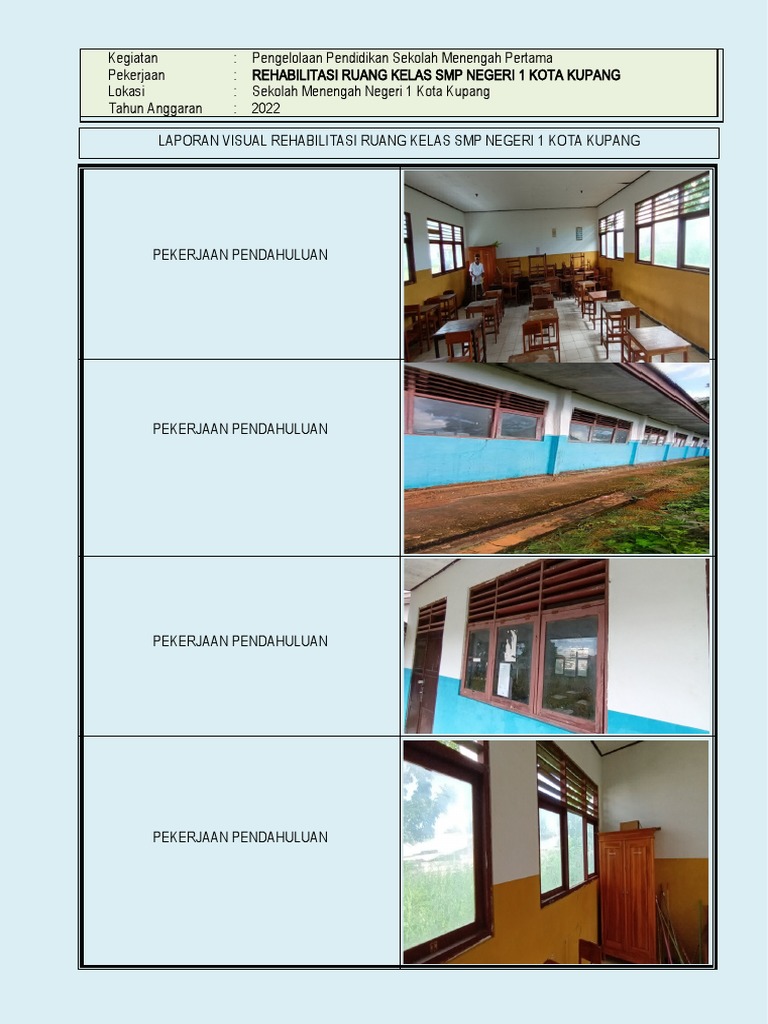 Laporan Progres (0 - 100%) Dokumentasi Laporan Rehab Ruang Kelas | PDF