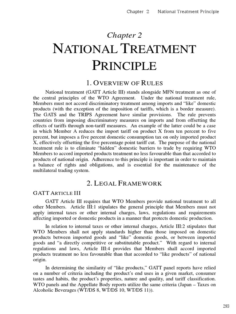 National Treatment Principle | PDF | World Trade Organization | General ...