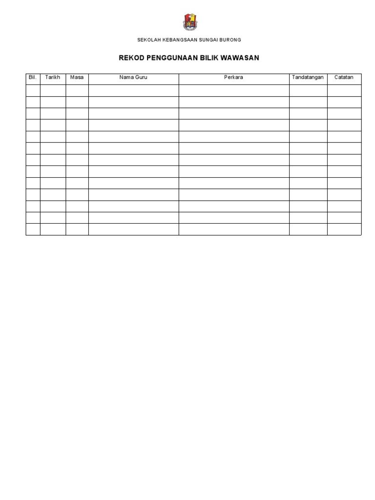 Rekod Penggunaan Bilik Fail & BBM | PDF