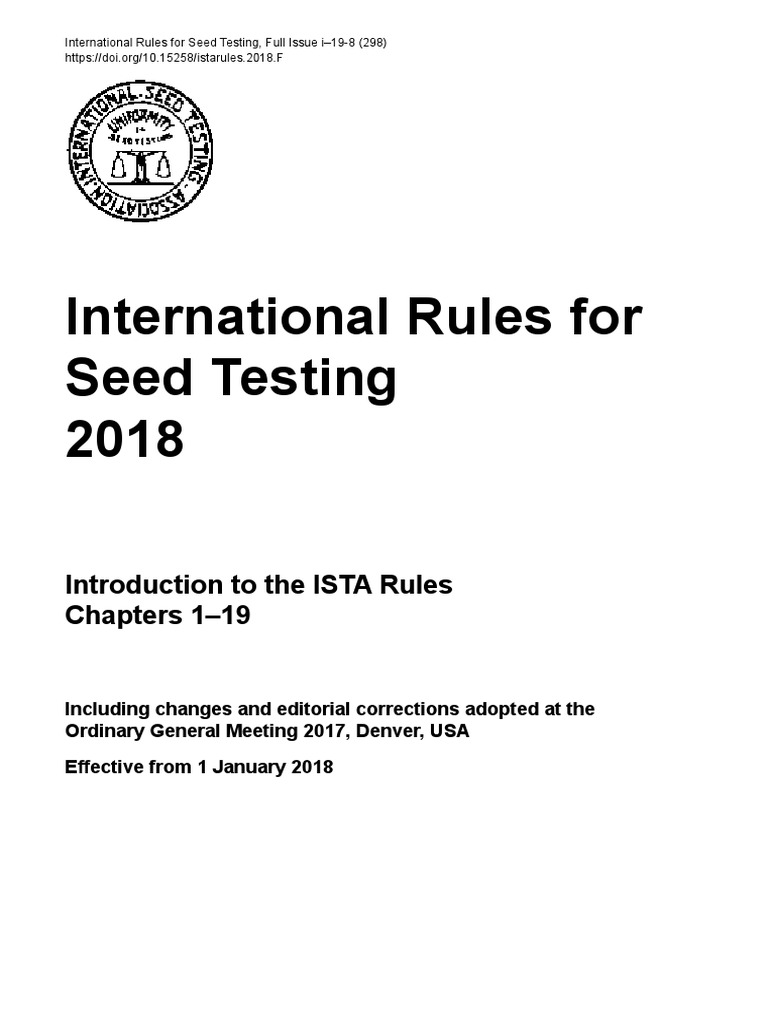 ISTA Rules 2018 | PDF | Gel Electrophoresis | Seed