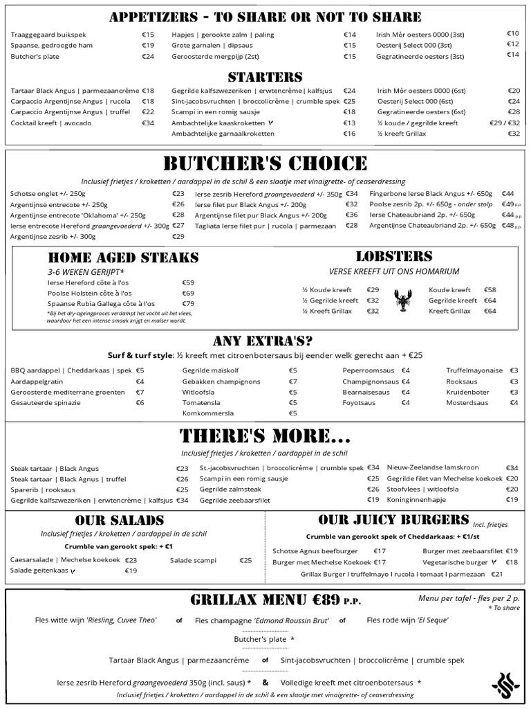 Menukaart Grillax | PDF
