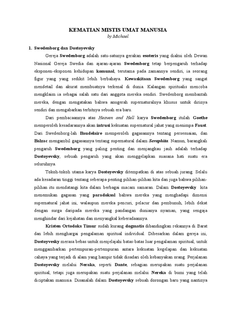 Eksplorasi Mistis Dostoyevsky | PDF | Agama & Spiritualitas | Klasik