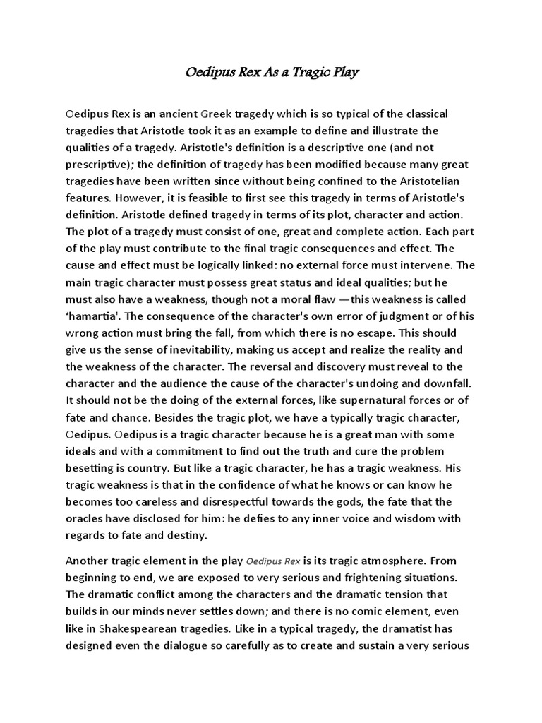 Oedipus Rex As A Tragic Play | PDF | Tragedy | Hamlet