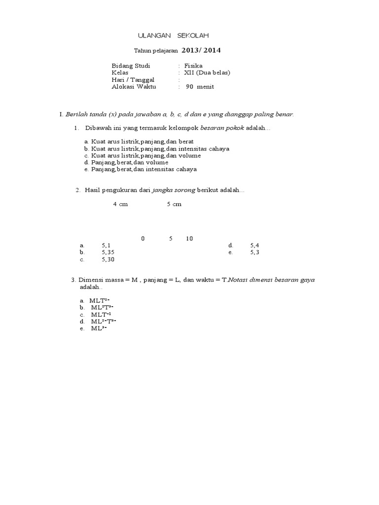 Soal Fisika Kelas Xii | PDF
