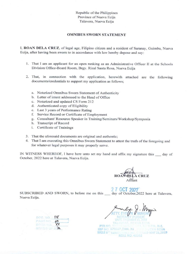 Administrative Officer II - Dela Cruz | PDF