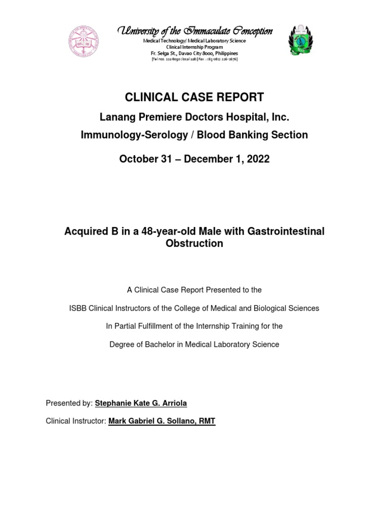 Acquired B Antigen Case Study in Male | PDF | Immunology | Diseases And ...
