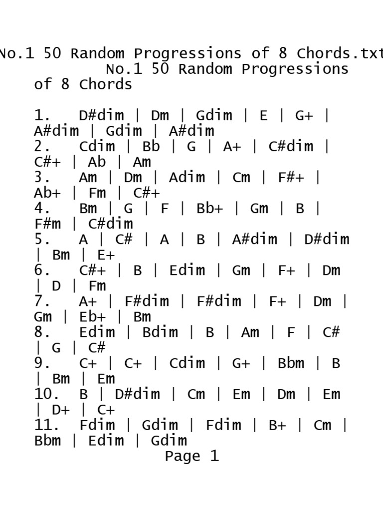 No.1 50 Random Progressions of 8 Chords | PDF