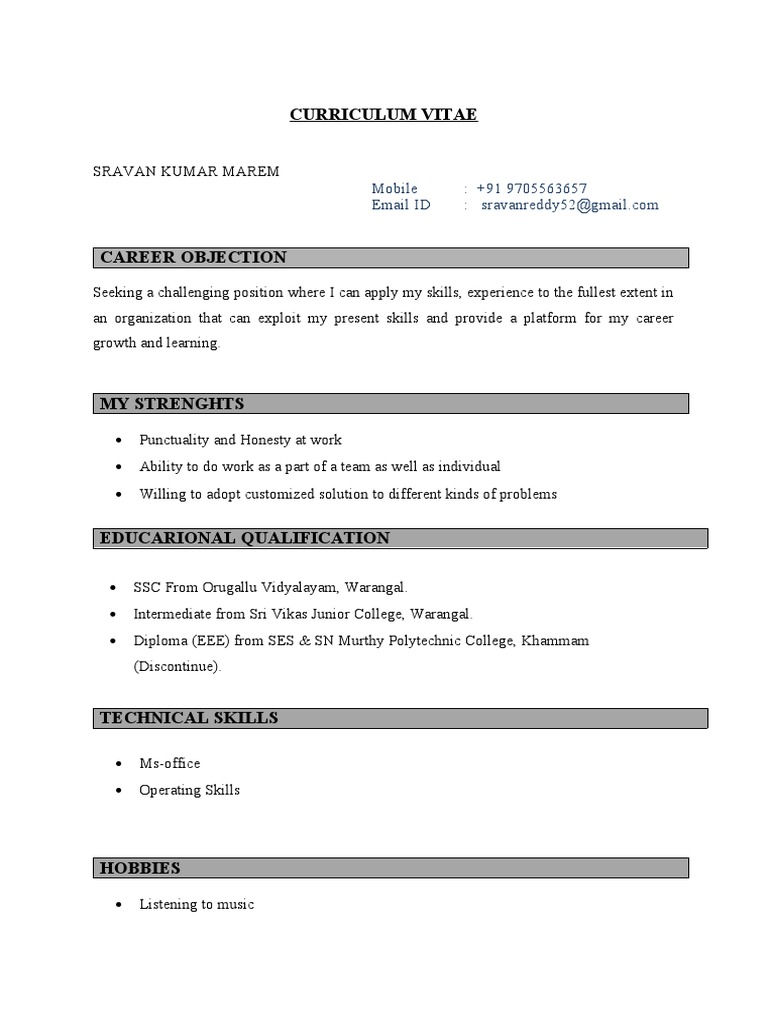 Sravan Resume | PDF
