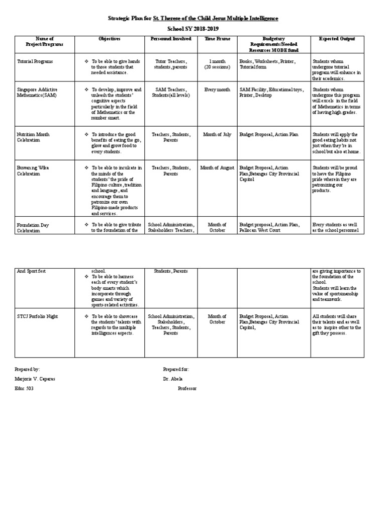 Strategic Plan | PDF | Cognition | Learning