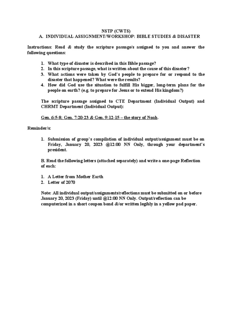 ASSIGNMENT-WORKSHOP-ON-DISASTER-CTE | PDF