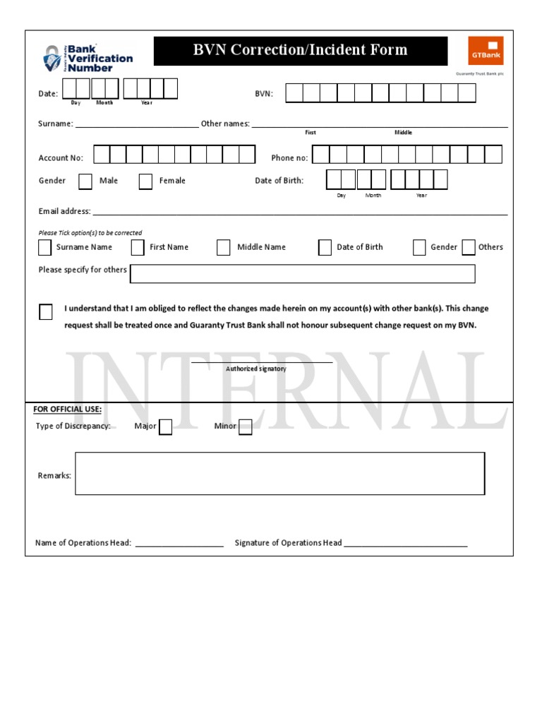 BVN Update Form | PDF