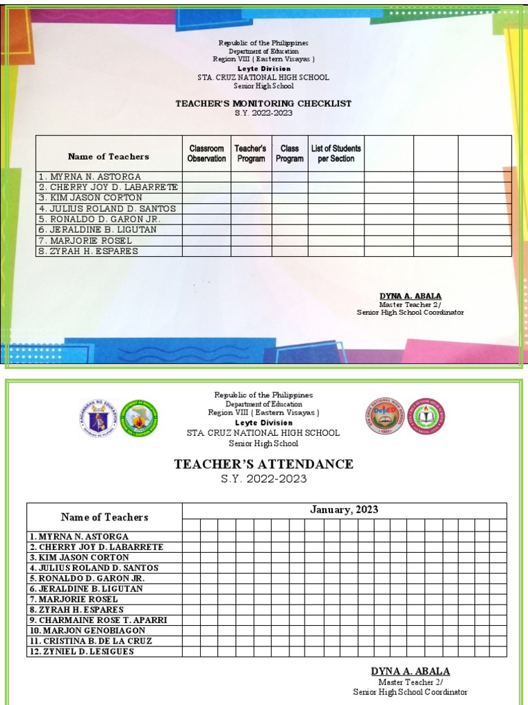 Checklist For Teachers | PDF