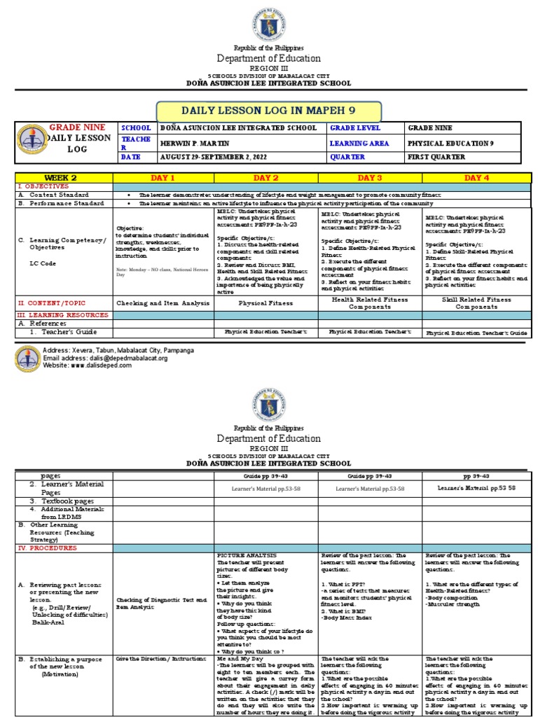DLL Wenz Aug29 Sep2 | PDF | Learning | Teachers