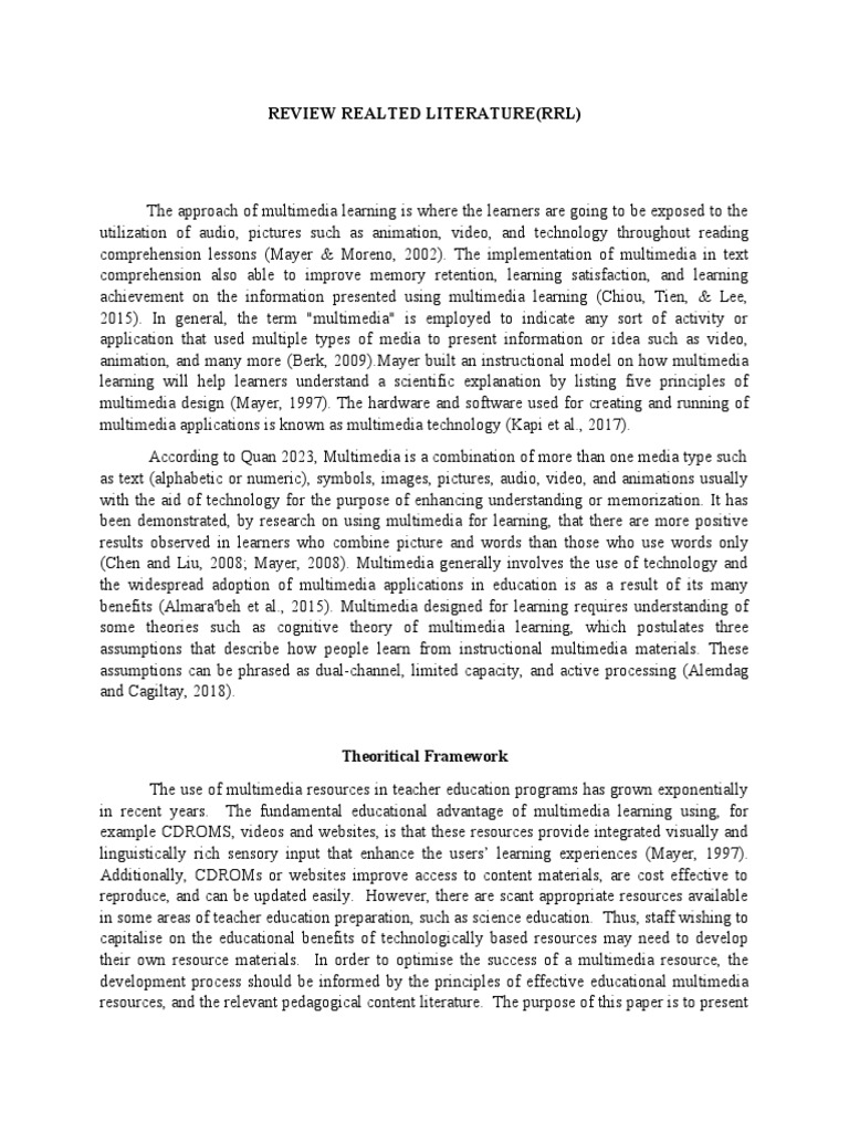 Review Realted Literature (RRL) | PDF | Multimedia | Learning