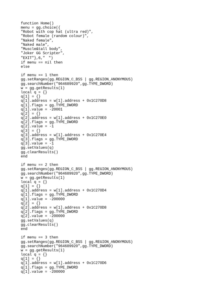 RobotBodyCustomMods Lua | PDF