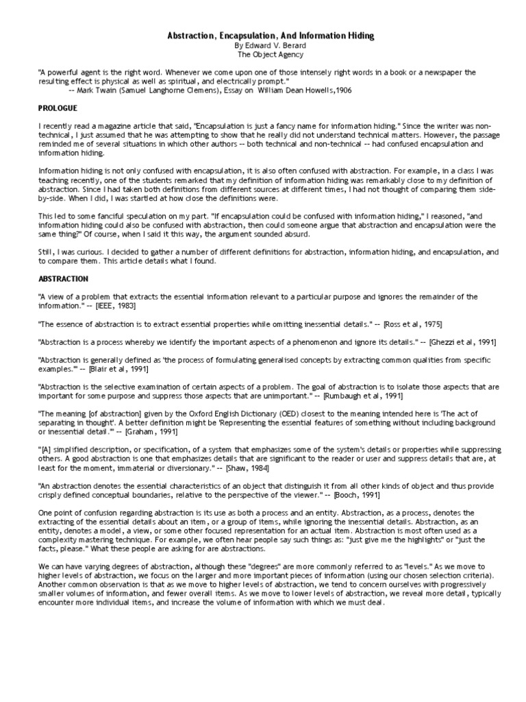 Abstraction Encapsulation And Information Hiding Pdf Abstraction