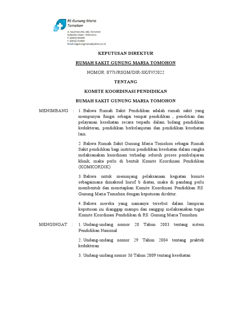 Struktur Komite Pendidikan RS Gunung Maria | PDF | Pengembangan Diri ...