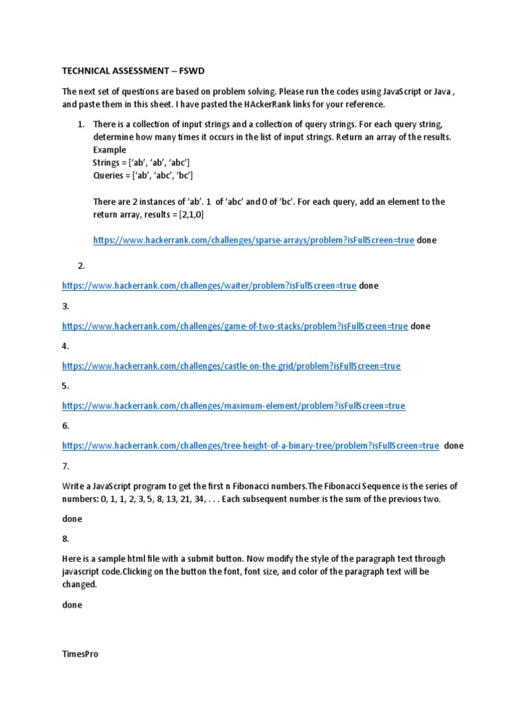 TECHNICAL ASSESSMENT-batch4 | PDF | Numbers | String (Computer Science)