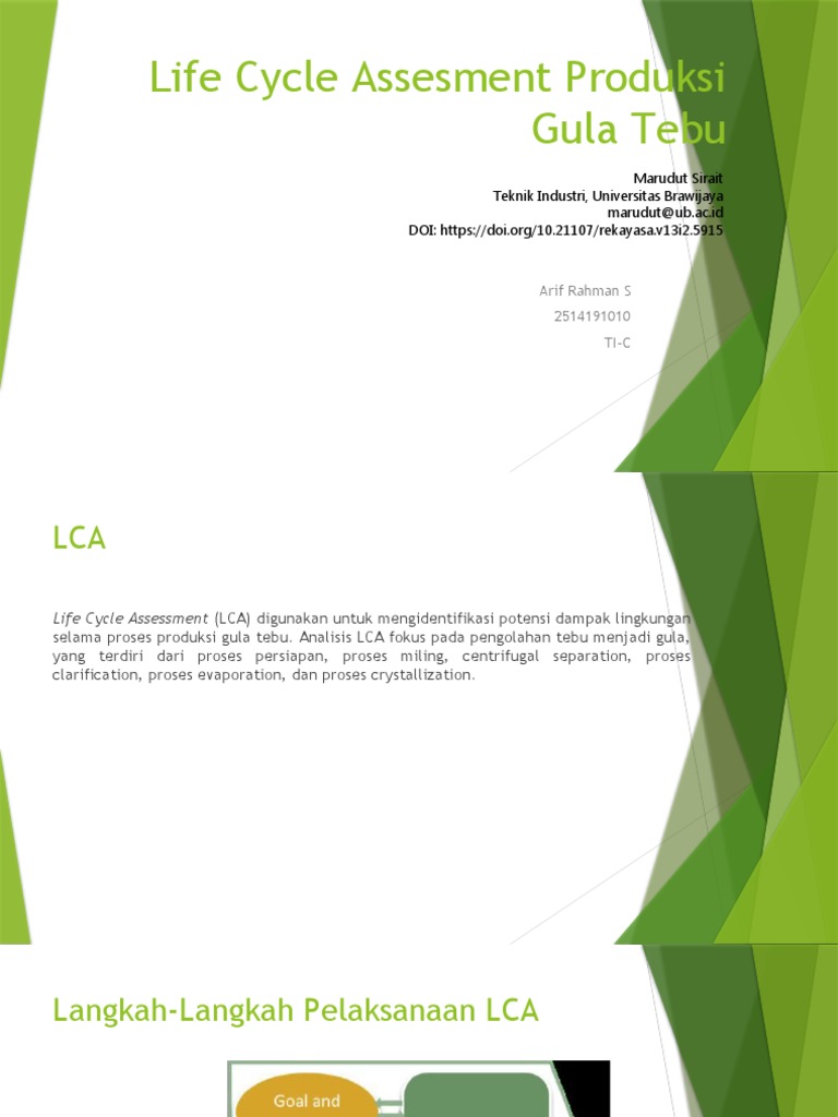 Life Cycle Assesment Produksi Gula Tebu - Arif Rahman S - 2514191010 - TI-C | PDF