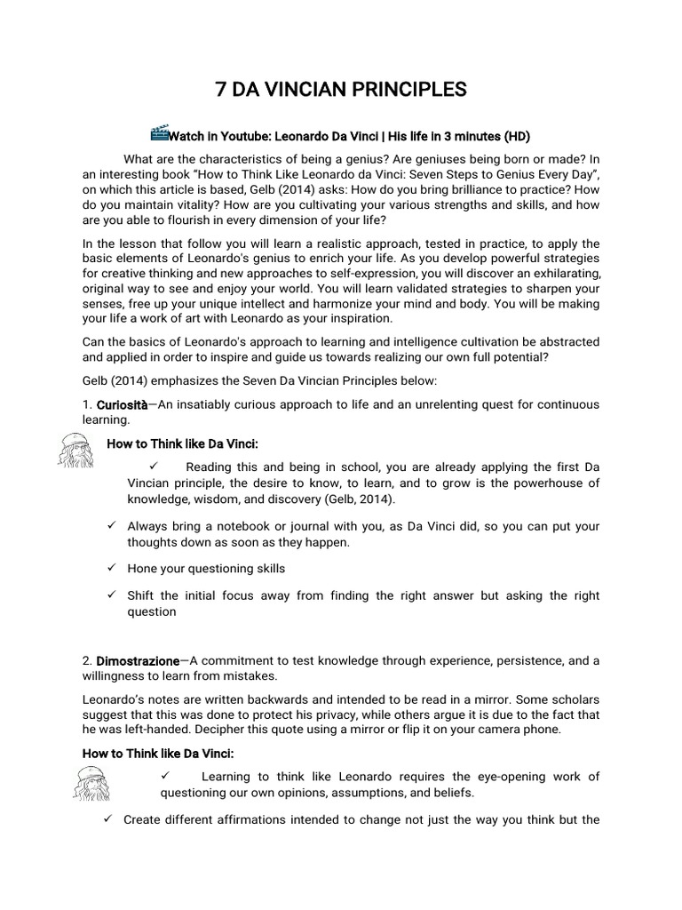 Seven Da Vincian Principles Explained | PDF