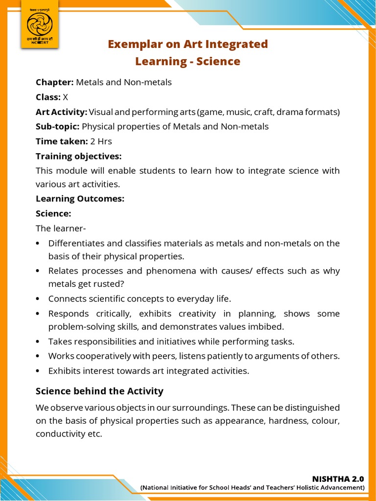 4 18 Eng Exemplar On Art Integrated Learning Science | PDF | Learning | Metals