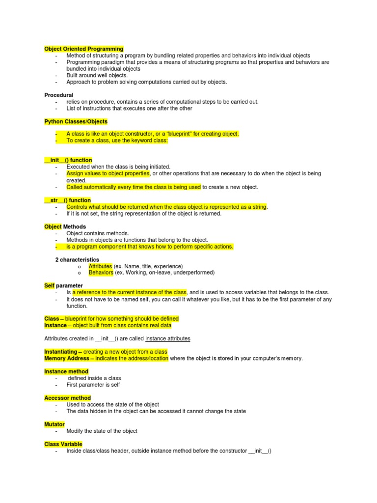 Compilation Of Notes Pdf Method Computer Programming Inheritance Object Oriented 