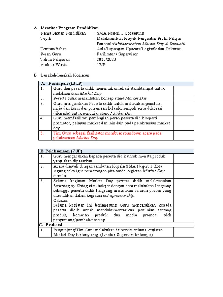 Kegiatan Market Day | PDF