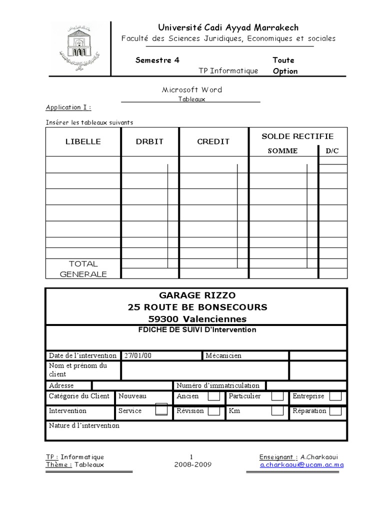 TP Tableau TP 1 | PDF