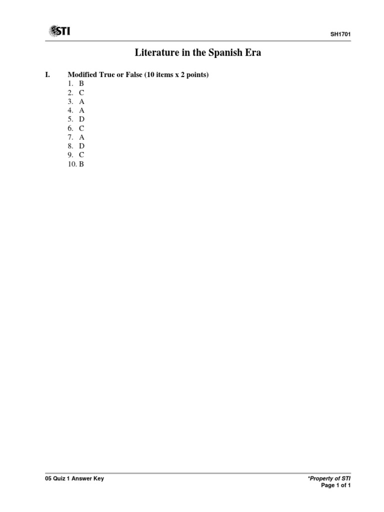 05 Quiz 1 Answer Key Pdf