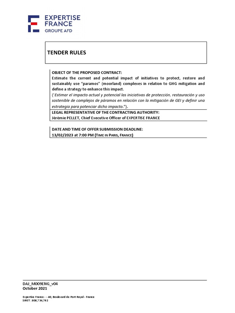 Tender Rules A11 DP Colombia ToR N 2 | PDF