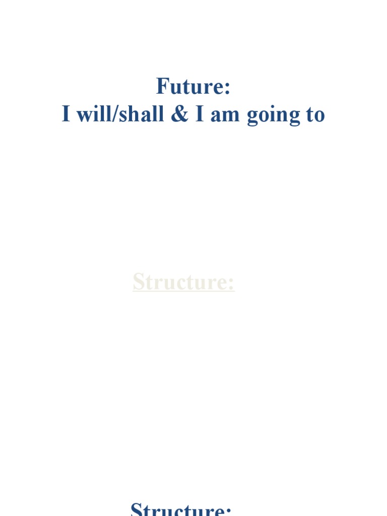 Future: I Will/shall & I Am Going To | PDF
