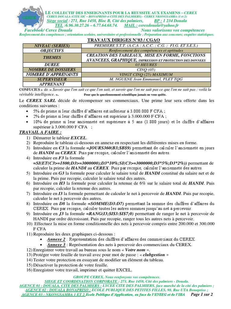 Pratique Sur Excel Pdf