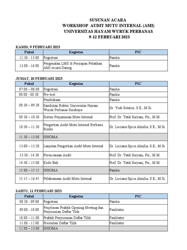 Daftar Peserta Jadwal Akun & Kelp AMI Batch 1 2023 | PDF